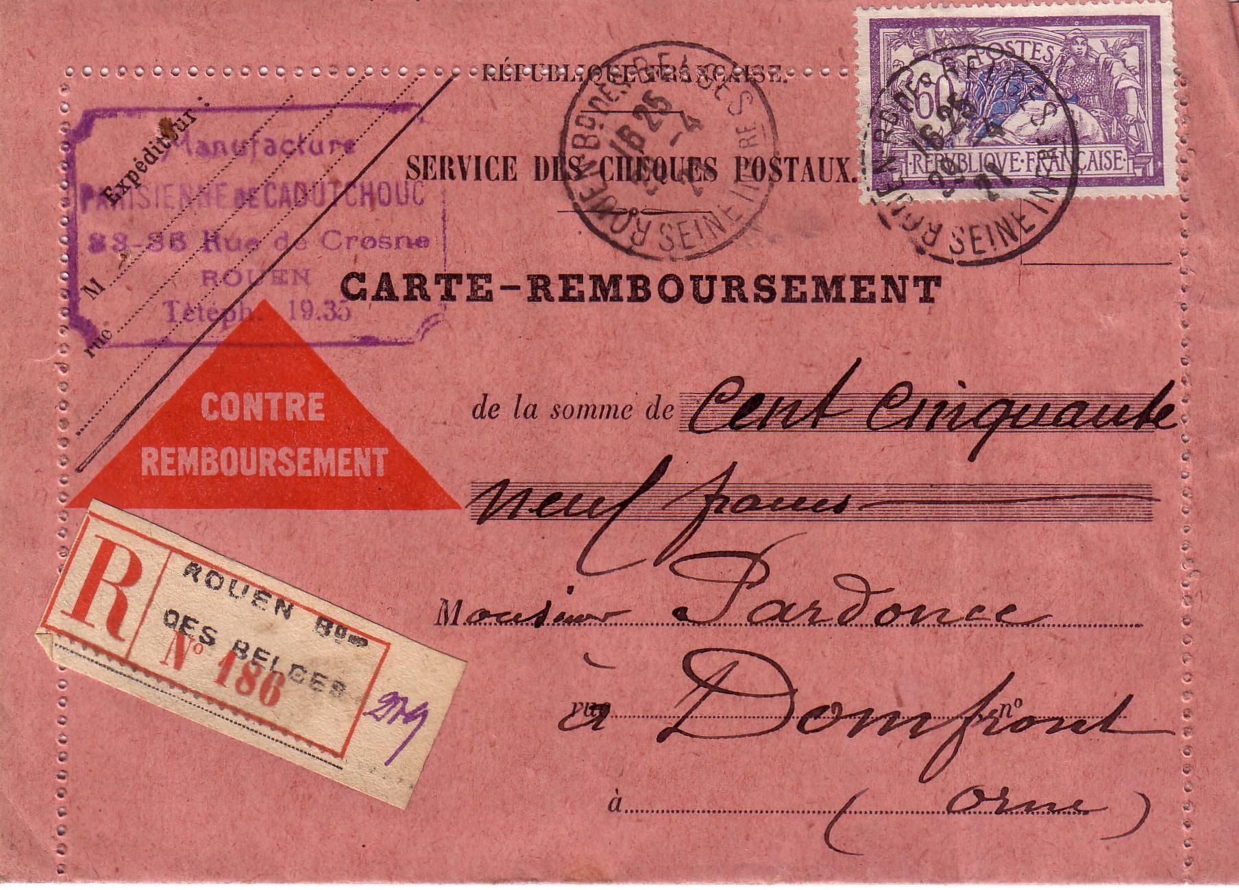 1921 : mandat carte